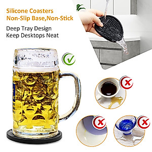 Coasters for Drinks,Black Coasters for Coffee Table -Soft Coasters Set Cup Mat -Coffee Table Coasters for Drinks Absorbent -Kitchen Decor -Coffee Table Decor (Diamond, 2Pack-Black)