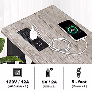 DANSION 2 Tiers Console Sofa Table with Power Outlet, Industrial Entryway Table with Open Storage Shelf, Accent Side Table with LED Strip Lights for Hallway Living Room, X-Shaped Metal Frame Support