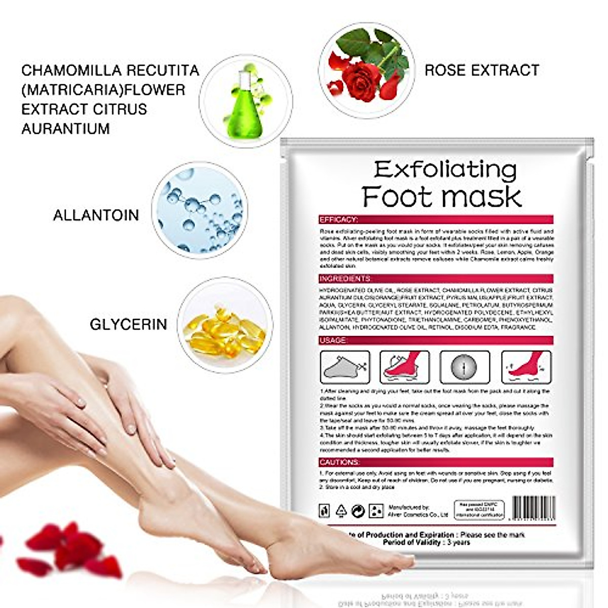 Foot Peel Mask - (3 Packs) Peeling Away Calluses and Dead Skin Cells - Exfoliating Foot Mask, Baby Soft Smooth Touch Feet-Men Women (Rose )