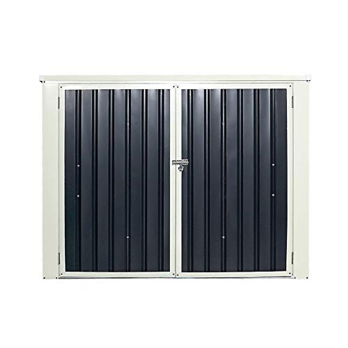 Goplus Outdoor Storage Shed 6' x 3', Multi-Purpose Galvanized Steel Garbage Cans Box with Easy Lift Hinges, Lockable Shed for Garden, Patio, Backyard, Dark Gray