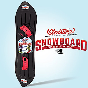 The Original Geospace Sledsterz Kids Beginner Snowboard for Winter Fun on Snow, with Adjustable Step-in Bindings; for Kids Between 4 to 12 Years Old (Black/Red Bindings)