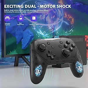 YCCTEAM Wireless Pro Controller Compatible with Switch/Switch Lite/Switch oled, Remote Gamepad Joystick with NFC, Double Vibration and Wake up Function