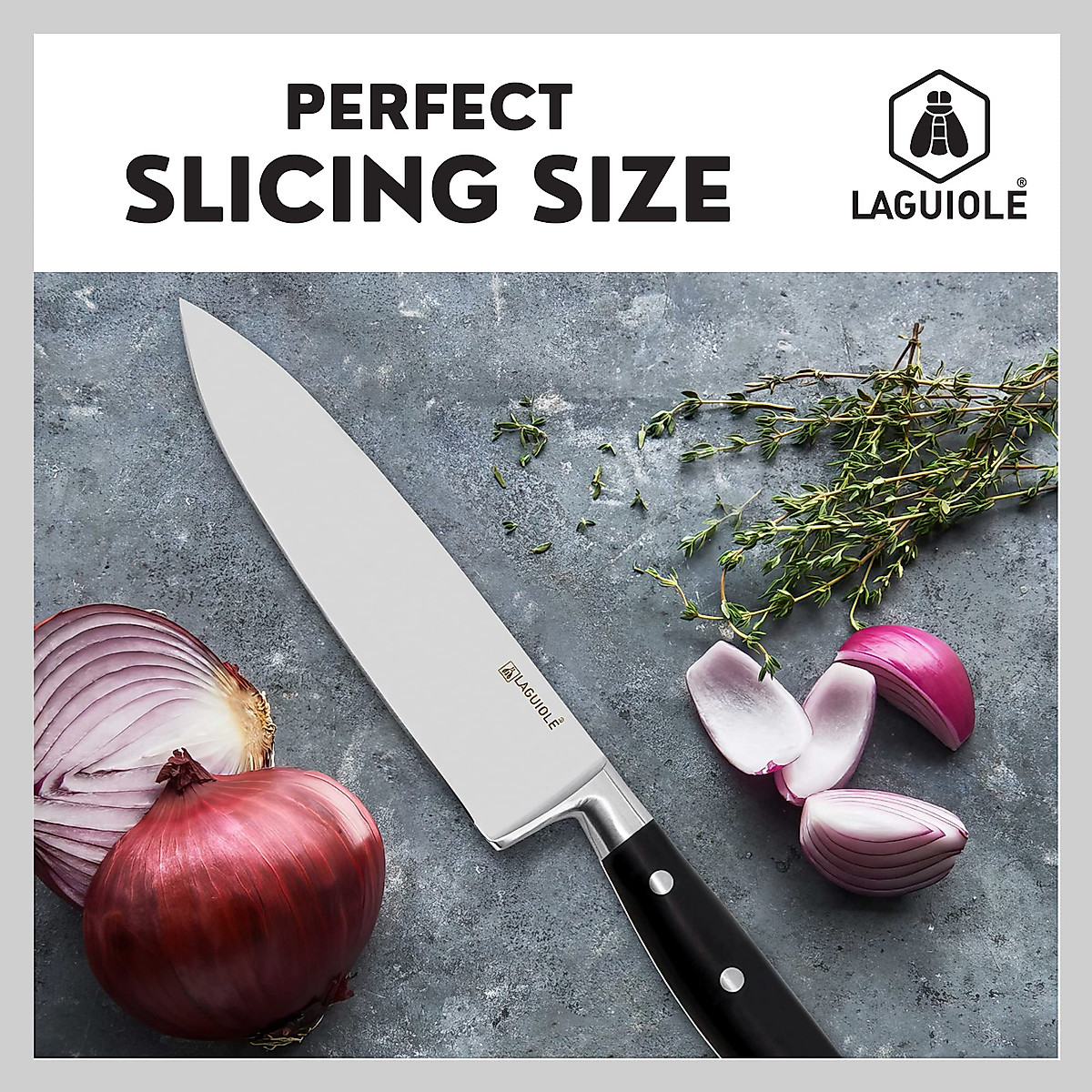 LAGUIOLE 8-Inch Professional Chef Knife - Stainless Steel Kitchen Knife with Ergonomic Handle - Effortlessly Sharp & Easy to Sharpen - Best for Cutting, Chopping & Slicing Meats, Vegetables & Fruits
