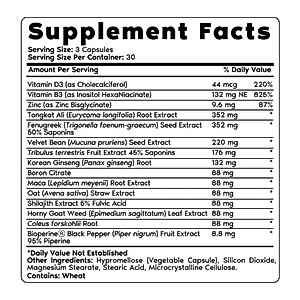 Primal Harvest Primal Total Male Natural Tribulus Terrestris, Fenugreek, Korean Ginseng, Maca Root Horny Goat Weed for Men Booster, Max Boost 90 Capsules…