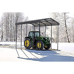 Arrow 14' x 20' x 14' 29-Gauge Metal RV Carport and Multi-Use Shelter for Large Vehicles- Charcoal