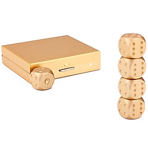 eoocvt 5 in 1 Precision Aluminum Alloy Solid Metal Dices Poker Party Game Toy Portable Dice Man Boyfriend Gift (Gold Square)