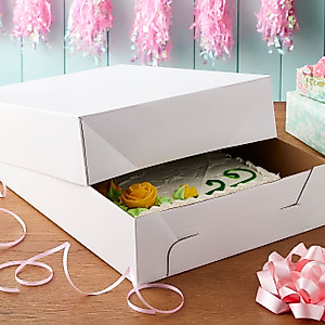 2 Count (12 total) 19” x 14” White Paper Cake Boxes - Fits 18" x 12" Sheet Cakes or 24 Cupcakes - Bulk 6 Pack