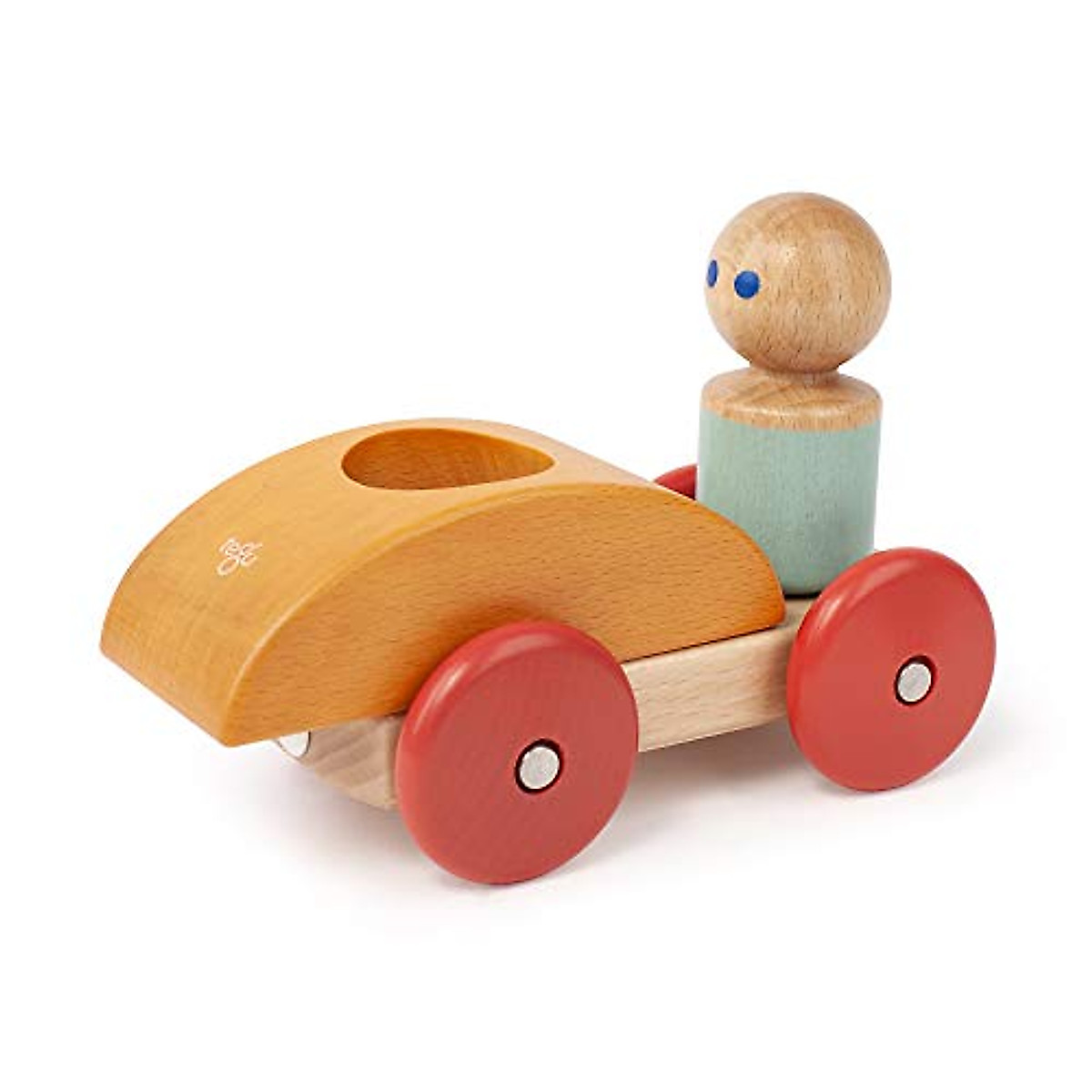 3 Piece Tegu Magnetic Racer Building Block Set, Orange