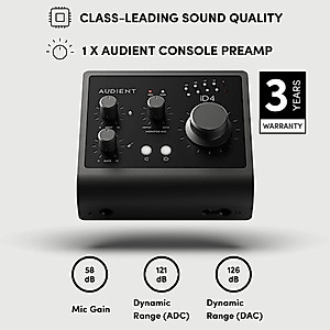 Audient iD4 MKII USB-C Audio Interface with Over-Ear Stereo Headphones and XLR Mic Cable