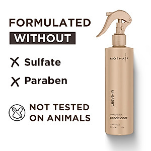 MOEHAIR Leave-in Conditioner (12 Fl. Oz.) | Infused with Proteins and Argan Oil | Curly Hair Detangler Spray For Women & Men | Hair Softener | Breakage and Split End Repair | Sulfate and Paraben Free