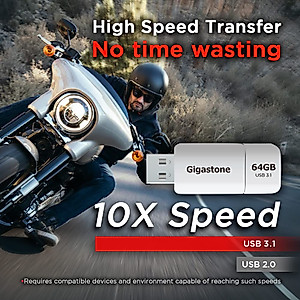 Gigastone Z60 64GB 2-Pack USB 3.2 Gen1 Flash Drive, Ultra High Speed Pen Drive, Capless Retractable Design Thumb Drive, USB 2.0 / USB 3.0 / USB 3.1 Interface Compatible