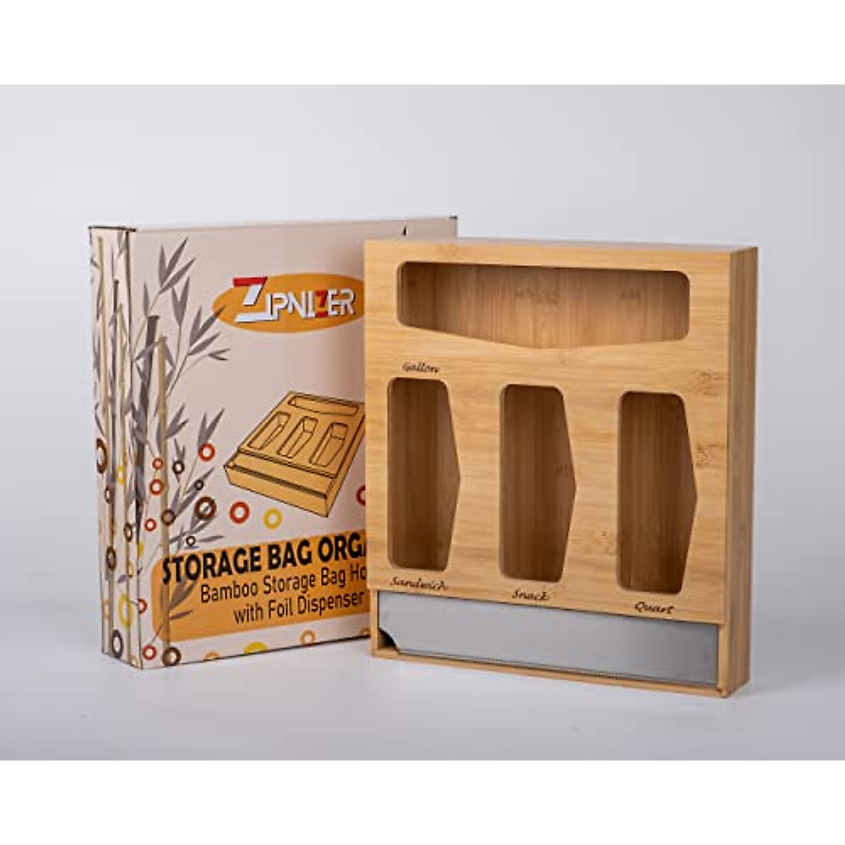 Zipnizer Food Storage Bag Organizer with Foil dispenser