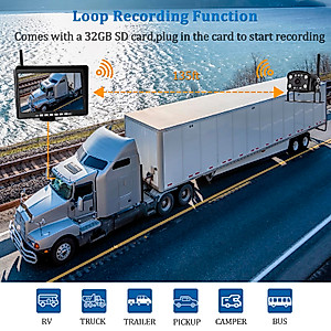 WOOCARTY 10.1'' Wireless RV Backup Camera System, 1080P DVR Recording Monitor, Night Vision IP68 Waterproof Rear View for Truck/Trailer/Camper, 32GB SD Card, Compatible with Furrion Mount, W101 BLACK