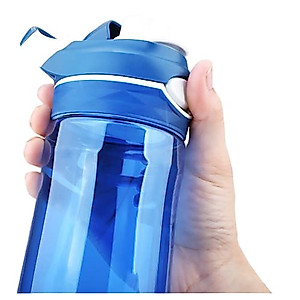 DEARART 2-Pack Blue Water Bottle 26oz & 16oz Capacity, Clear Bottles 100% Leakproof BPA FREE Hidden Cup Mouth With No Straw Has Handle For Sport Yoga, Gym, Walking, Basketball etc.