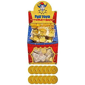 HENBRANDT 144 Plastic Party Gold Pirate Treasure Coins ~ Party Bag Fillers (12Pks of 12 by