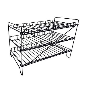 FixtureDisplays® 16" x 12.5" x 10" Wire Rack for Countertop Use with 3 Open Shelves, Black 10085-NPF