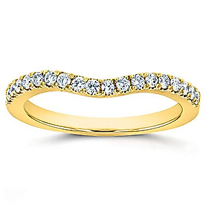 Kobelli Lab Grown Diamond Womens Curved Wedding Band 1/5 CTW 14k Yellow Gold (DEF/VS), 6