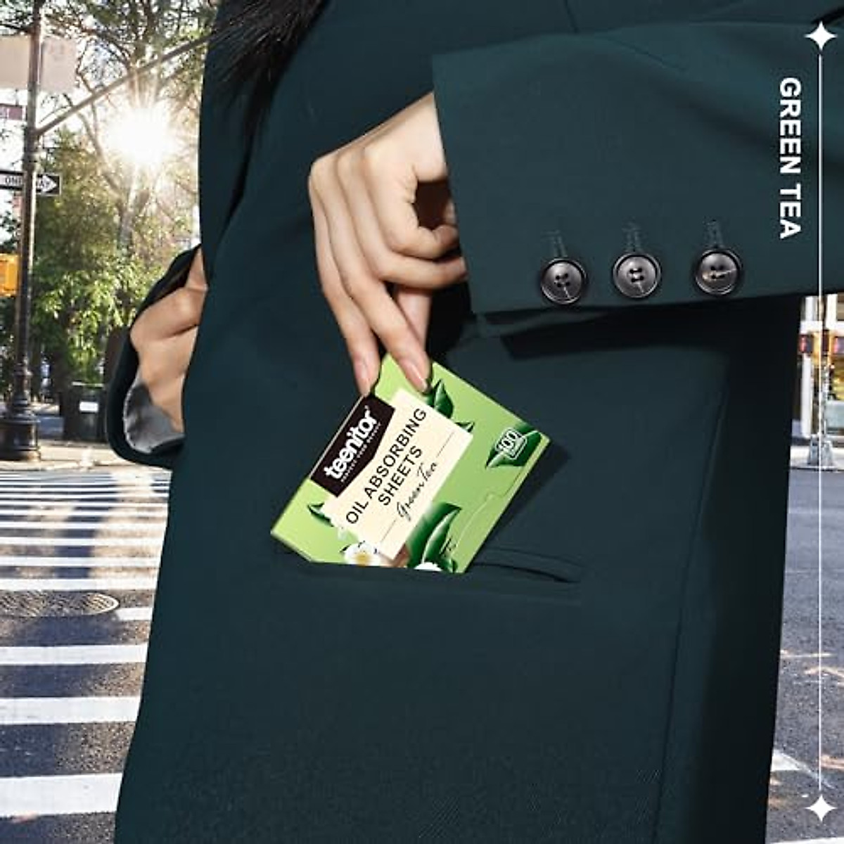 Teenitor 400 Counts Oil Blotting Sheets for Face, Green Tea Oil Absorbing Sheets Blotting Paper for Oily Skin, Oil Absorbent Pads Face Oil Wipes Oil Sheets for Women, Oil Control Film Large 10cmx7cm