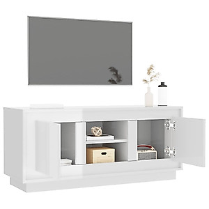 GaRcan TV Cabinet Media Furniture Sideboard Entertainment Centre TV Console Media Unit HiFi Cabinet Concrete Grey 102x35x45 cm Engineered Wood (High Gloss White)