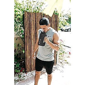 ZULU Goals 64oz Large Half Gallon Jug Water Bottle with Motivational Time Marker, Covered Straw Spout and Carrying Handle, Perfect for Gym, Home, and Sports, Grey