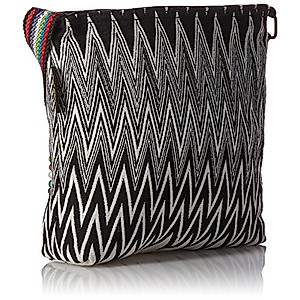 Laurel Burch 138199 Crossbody 13.5"X4"X10", Blossoming Feline,Blk/Wht/Pur