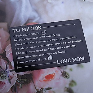 Jstud Wallet Card To Son from Mom Son Birthday Gifts Inspiratioanl Engraved Wallet Insert Card for Son