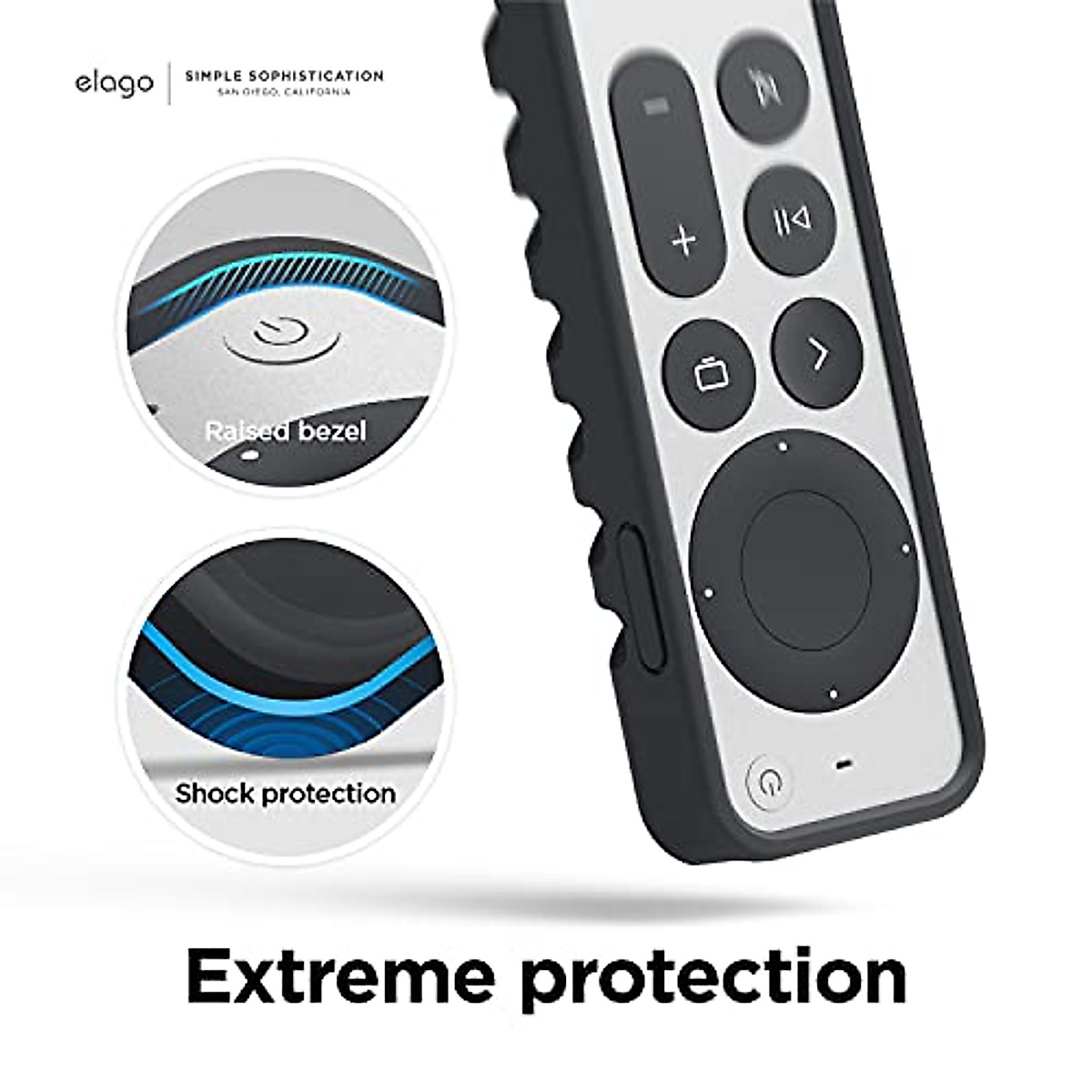elago R3 Protective Case Compatible with 2022 Apple TV Siri Remote 3rd Generation, Compatible with 2021 Apple TV Siri Remote 2nd Gen - Lanyard, Great Grip, Shock Absorption, Drop Protection [Black]