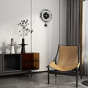 MEISD Wall Clock for Living Room Decor, Decorative Modern Wall Clocks with Pendulum for Bedroom Kitchen Office Home, 14.6 Inch Big Decoration Wall Clock Battery Operated, Silent Clock Non Ticking