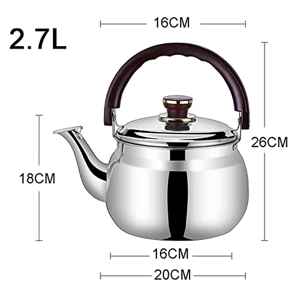 XENITE Classic Kettle Stove Top Whistling Kettle Whistling Kettle Large Capacity Anti-Scalding Handle Thick Stainless Steel Suitable for Various Stoves Camping Kettle Teapots