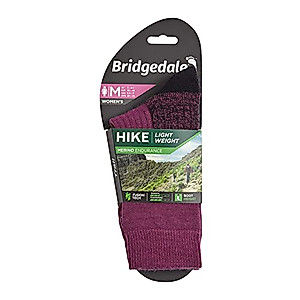 Bridgedale Women's Lightweight Boot Height - Merino Endurance Socks, Berry, Large