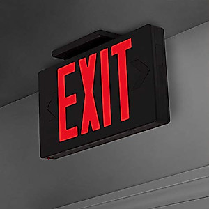 LFI Lights | Red Exit Sign | All LED | Black Thermoplastic Housing | Hardwired with Battery Backup | Optional Double Face and Knock Out Arrows Included | UL Listed | LED-R-B