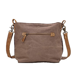 Myra Bag Dove Upcycled Canvas & Cowhide Shoulder Bag S-1448