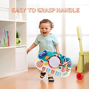 TWFRIC Baby Piano Toys 6 in 1 Toddler Piano Keyboard Drum Set 6 to 12-18 Months Toddlers Music Toy Early Education Musical Learning Toys Gift for 1 2 3 Years Old Kids Girls Boys