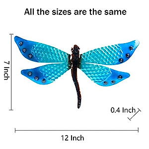 Cruis Cuka Metal Wall Décor Yard Art Cute Dragonfly Wall Sculptures Garden Decorations for Outside - Set of 3