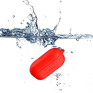 TOZO NC9 Protective Silicone Case Shockproof Soft Skin Cover for TOZO NC9 Earbuds with Front LED Visible and Keychain Red