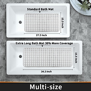 Yimobra Original Bath Tub and Shower Mat 27.5 X 15.5 Inches, Non-Slip with Drain Holes, Suction Cups, Machine Washable, Phthalate Free, No Latex, No BPA, Clear