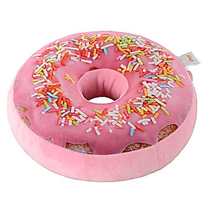Cheer Collection Round Donut Pillow | 2-in-1 Reversible Super Soft Microplush Doughnut Pillow - Rainbow Icing, Rainbow Sprinkles