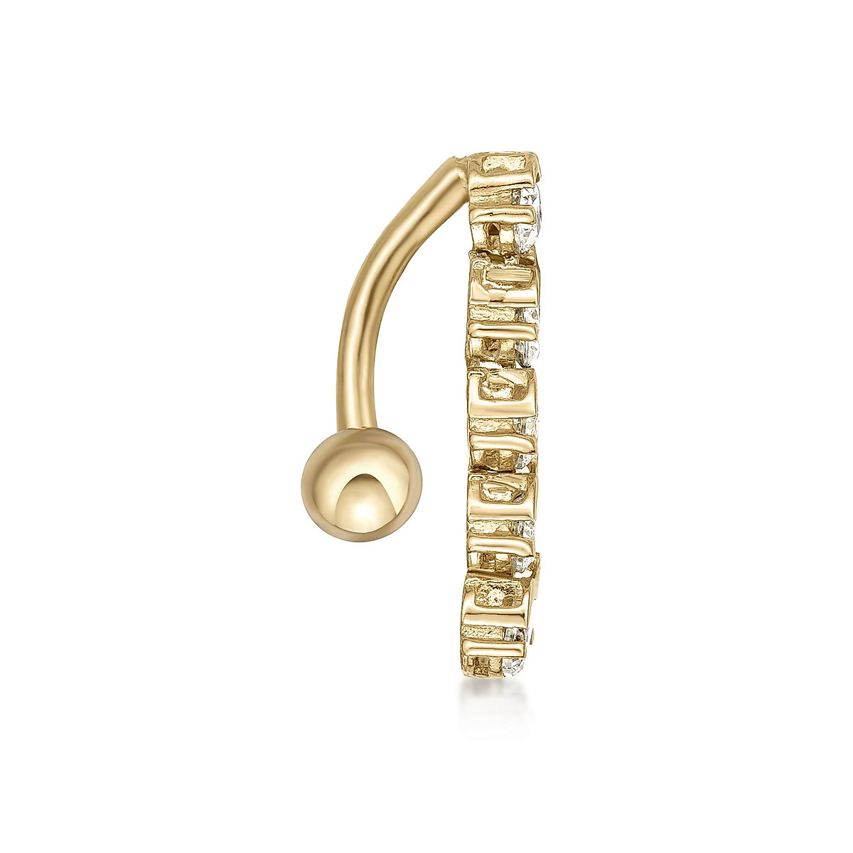 Lavari Jewelers 16 Gauge Top Mount Belly Ring for Women in 10k Yellow Gold with Cubic Zirconia 12 mm Post Length