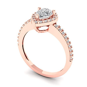Clara Pucci 1.22 ct Pear Cut Solitaire Stunning Moissanite Designer Anniversary Bridal Engagement Ring 14k Rose Gold 9.25