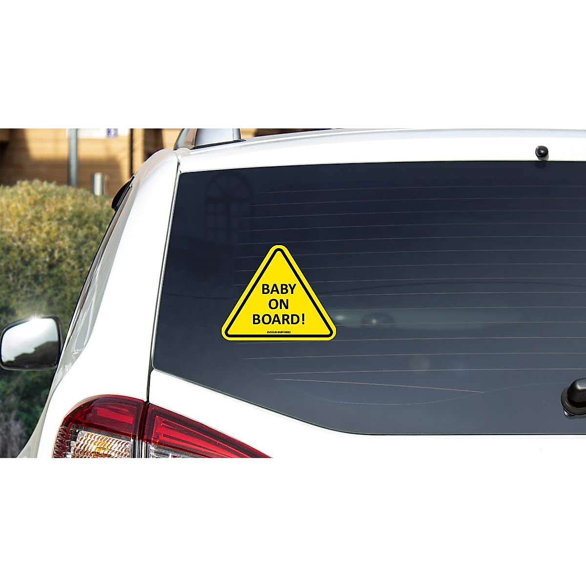 Evoque Baby On Board Sticker for Cars, 5” by 6” Inch Vinyl car Decals, no Need for Suctions Cups and Magnets- Strong Adhesive/Heat Resistant Vinyl Baby on Board Sticker, Baby Safety (Pack of 2)