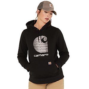 Carhartt Women's Rain Defender Relaxed Fit Midweight C Logo Graphic Sweatshirt, Black, Small