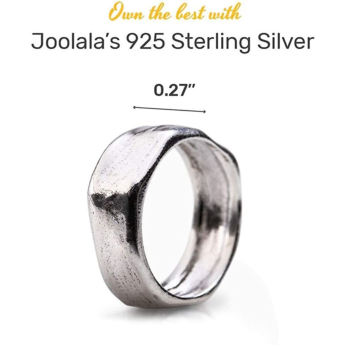 Joolala Winding Road Hand Hammered Oxidized Finish Ring in 925 Sterling Silver - Gift for Women, Size 7