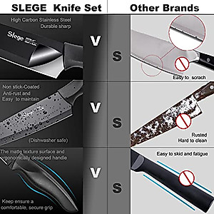 Knife Set, 16 Piece Kitchen Knives Set with Block, High Carbon Stainless Steel for Anti-rusting Knife Block Sets, Acrylic Stand for Black Chef Knife Steak Knives with Peeler Scissors,Dishwasher Safe