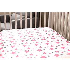 My Tiny Tot Baby Crib Sheets Boy or Girl (2 Pack) – Organic Cotton Fitted Crib Sheet Set for Baby Crib Mattress – Extra Soft, Premium Baby Nursery Bedding – Pink
