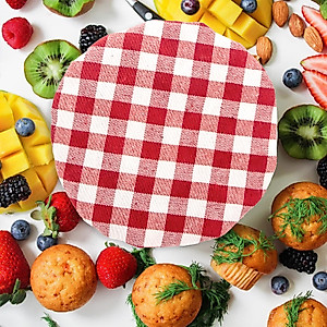 Sourdough Jar Cover, Reusable Sourdough Cloth Cover, 3pc Handmade Cotton Cloth Covers for Sourdough Starter Jar Sourdough Bread Baking Supplies Fit Jars Mouth from 3-4 Inch (Red Plaid)