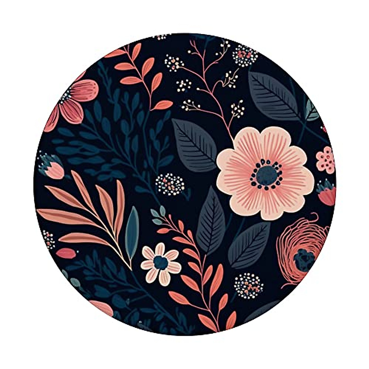 Boho Navy Blue and Pink Floral Botanical Pattern Flower Art PopSockets Swappable PopGrip