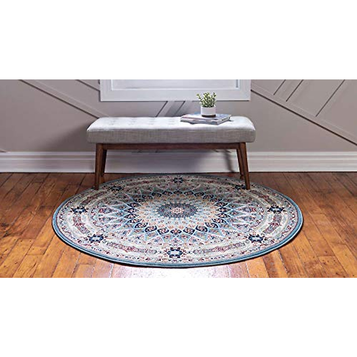 Unique Loom Narenj Collection Area Rug - Adams (10' Round Blue/Burgundy)