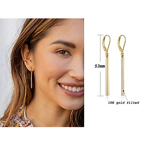 Minimal Long Vertical Bar Dangle Earrings for Women Gold Plated Simple Geometric Line Stick Drop Earrings for Men Dainty Fashion Jewelry