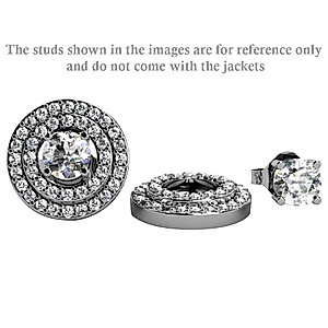 Dazzlingrock Collection - 0.50 Carat (ctw) Round White Diamond Round Shape Double Row Removable Jackets for Stud Earrings 1/2 CT, 14K White Gold