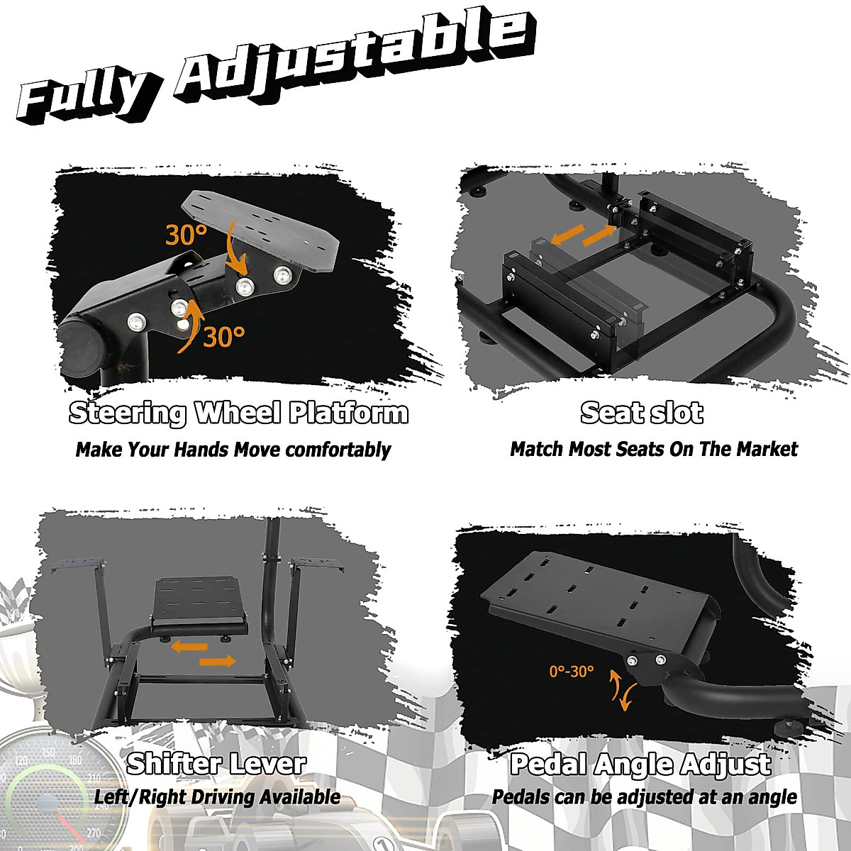 Dardoo G920 Gaming Simulator Cockpit Compatible with Logitech G27 G29 G923, Fanatec, Thrustmaster T300RS,TXRW Base for PS4,Xbox PC, Wheel Stand Without Wheel, Pedal, Handbrake and Seat